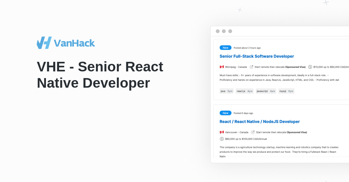 VHE - Senior React Native Developer - VanHack